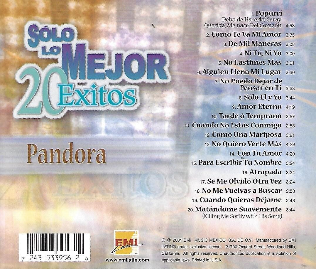 Solo Lo Mejor: 20 Exitos by Pandora (CD, 2001) 724353395629| eBay