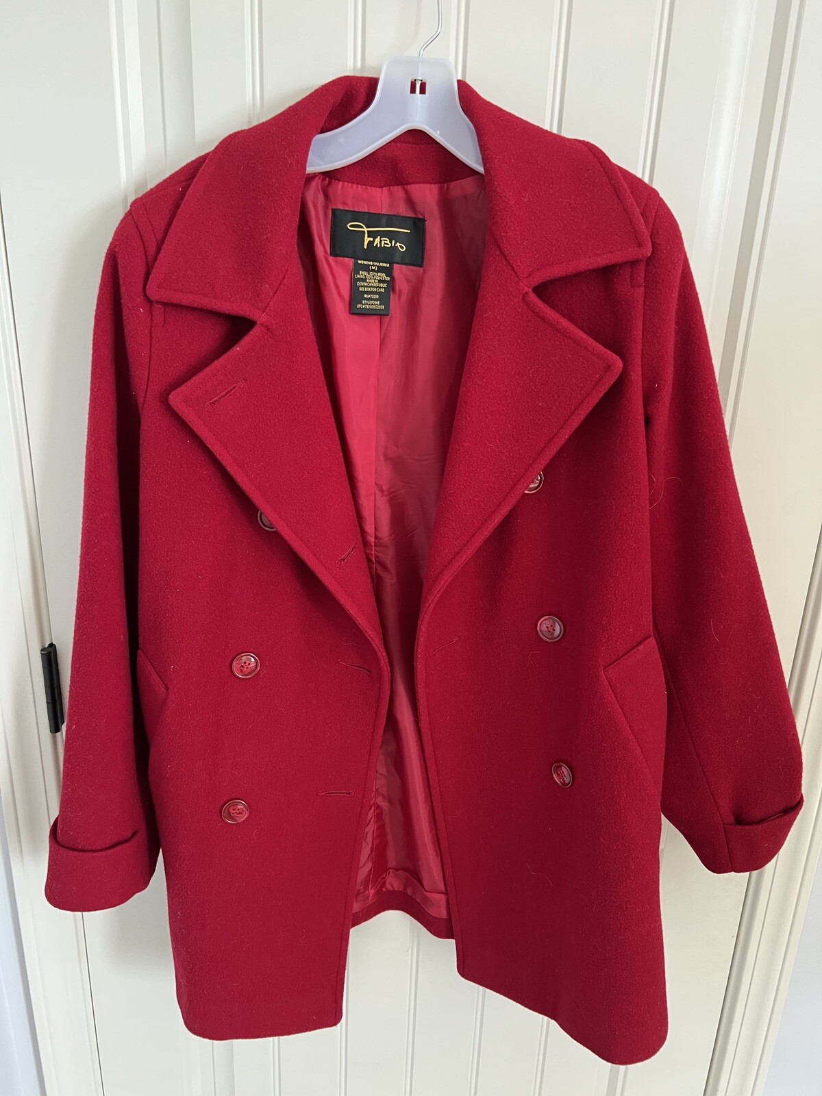 Vtg Fabio Woolcoat Womens Medium Red Button Front 90s | eBay