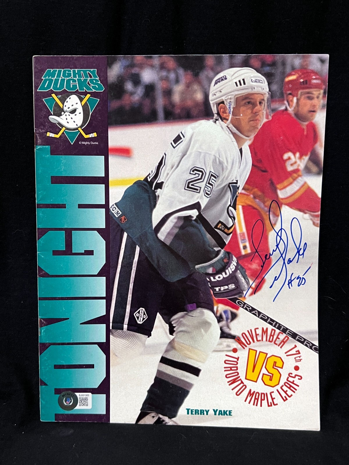 TERRY YAKE SIGNED AUTOGRAPH 1993 MIGHTY DUCKS PROGRAM BAS COA BJ001989 ...