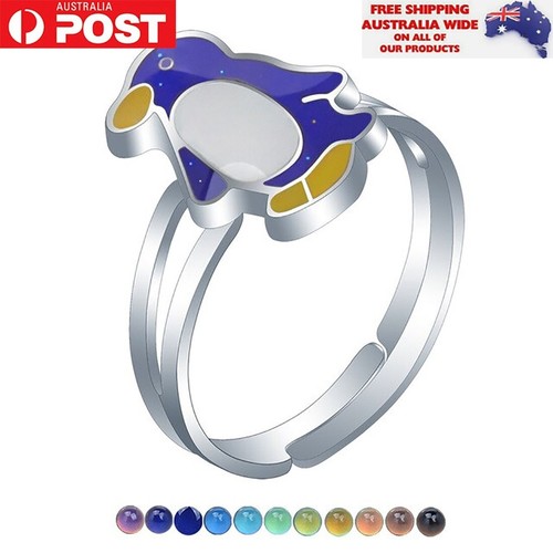 Cute Penguin Resizable Mood Ring Temp Changing Colour Emotions Unisex ...