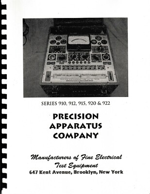 PRECISION APPARATUS COMPANY SERIES 910, 912, 915, 920, & 922 TUBE ...
