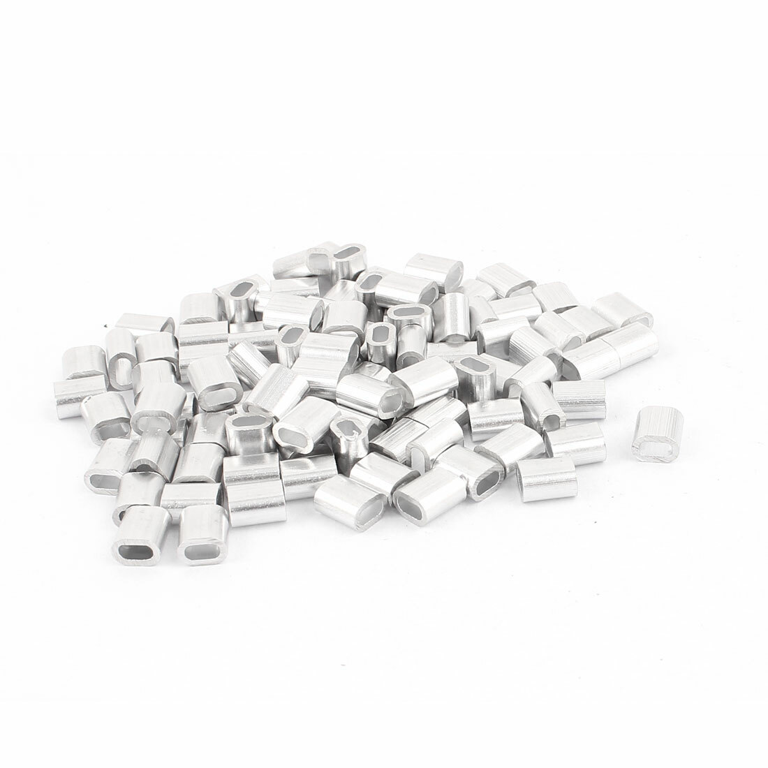 100Pcs Silver Tone Aluminum Ferrules Sleeves for 2mm 5/64" Steel Wire ...