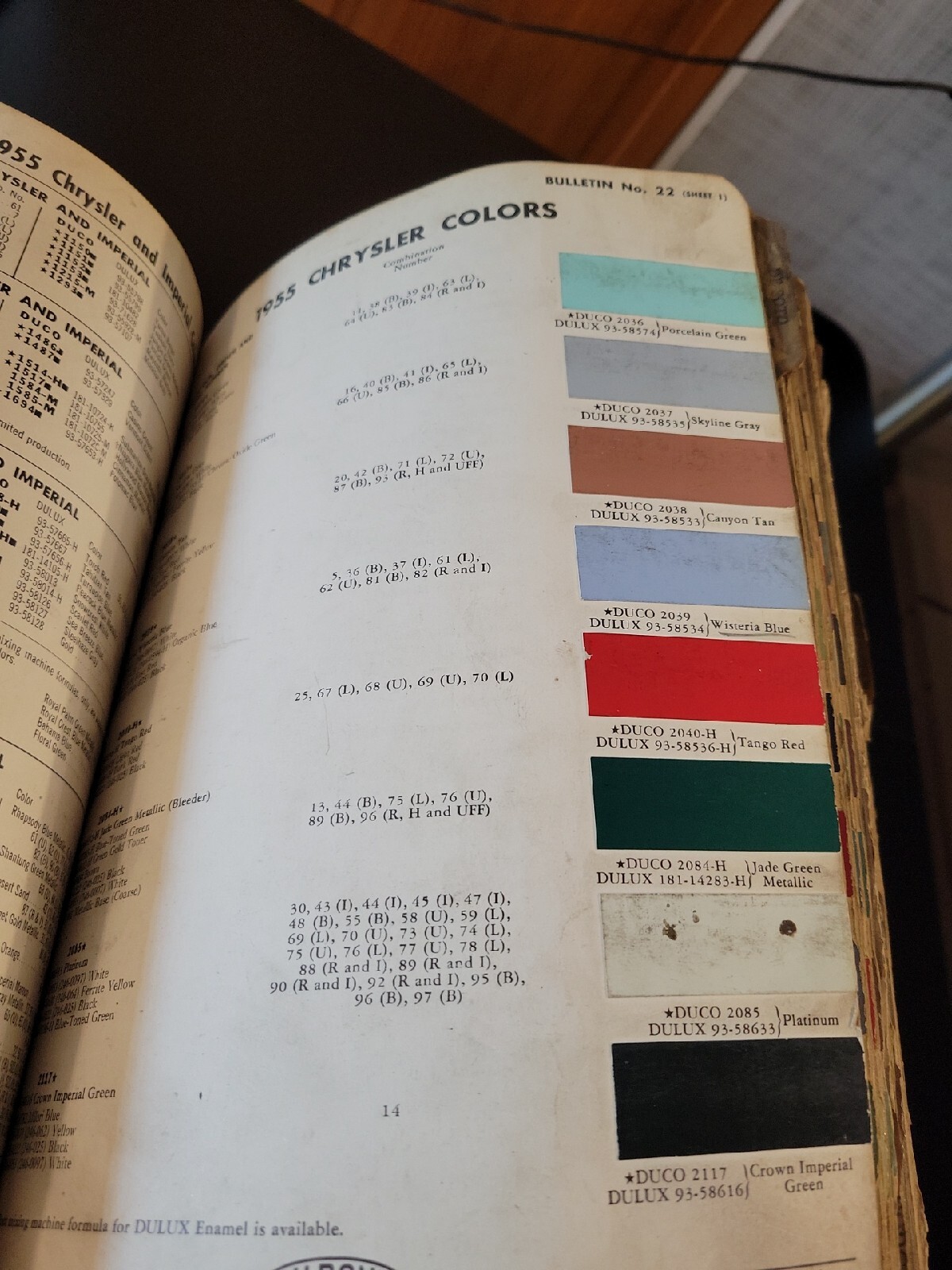 1955 DUPONT DULUX DUCO CHRYSLER COLORS PAINT CHIP SWATCH SHEET BULLETIN ...