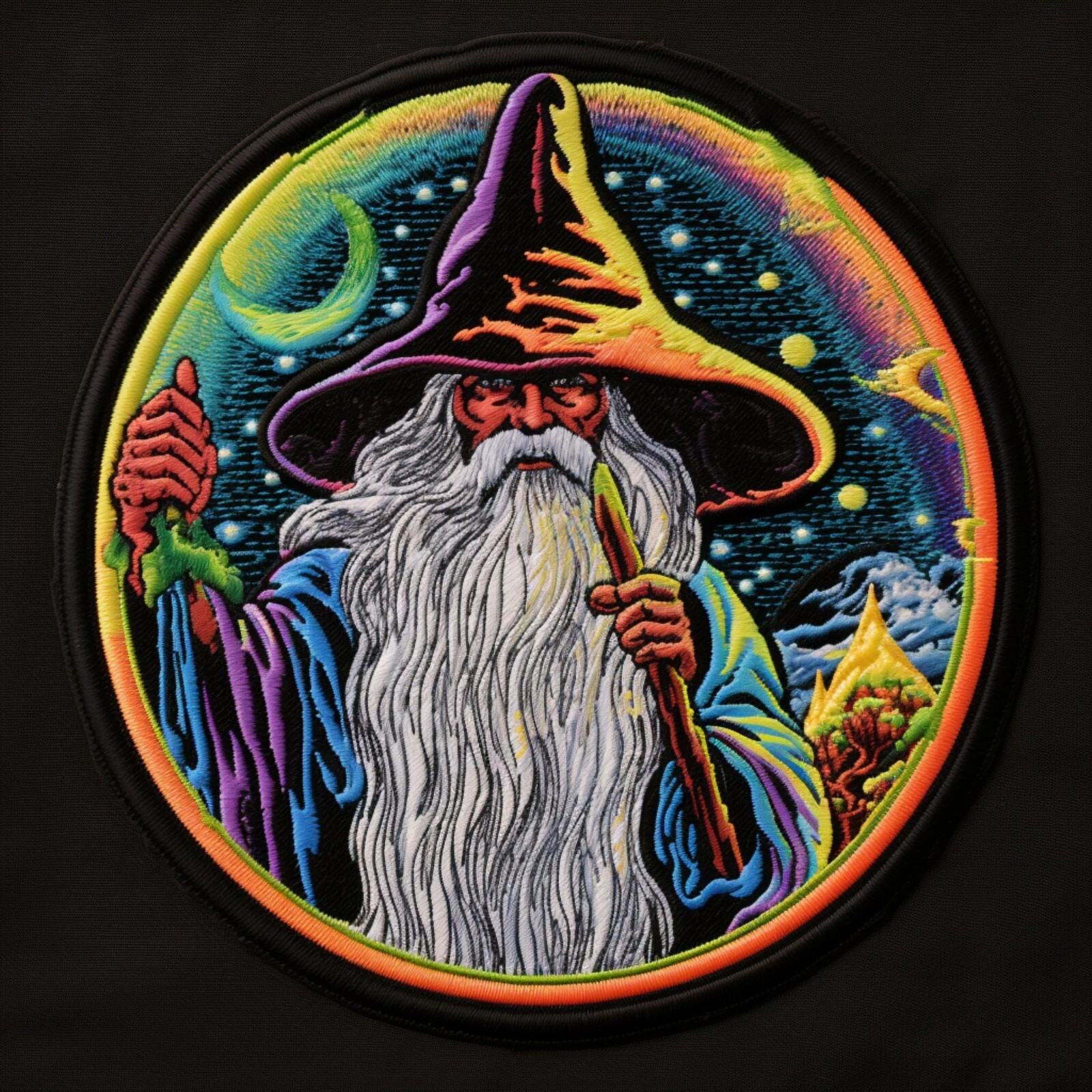 Wizard Patch Embroidered Iron-on Applique Fantasy Badge Geeks & Gamers ...