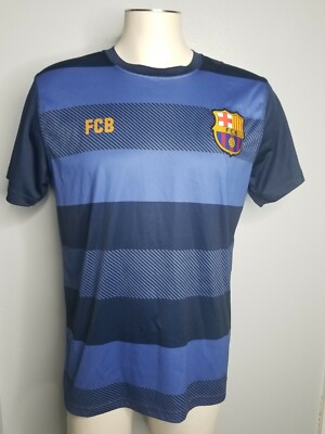 Mens M FC Barcelona FCB Logo Soccer Jersey Shirt Blue Sewn Logo ...