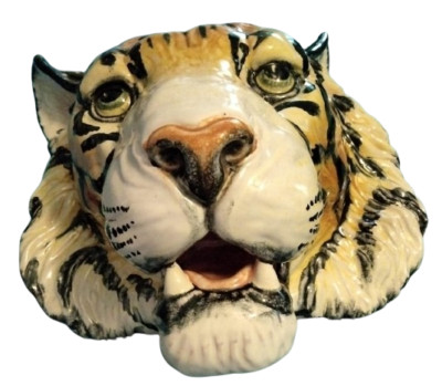Terracotta Tiger Head 3D Made In Italy marked Ceramic Glazed Vintage ...