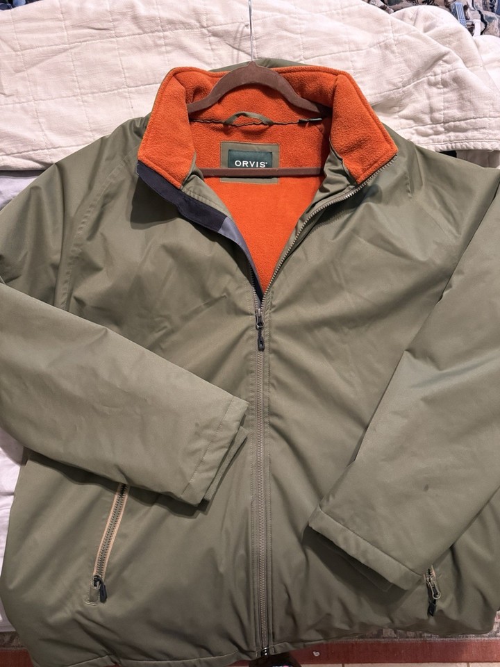 Orvis Olive Green Fleece-Lined Windbreaker Jacket Men’s Size XXL with ...