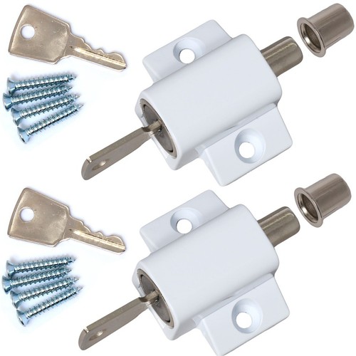 2 x WHITE SLIDING PATIO DOOR CATCHES SET Window Bolt Security Frame ...