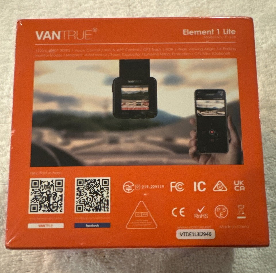 Vantrue Element 1 Lite Dash Cam Camera New In Sealed Package. | eBay