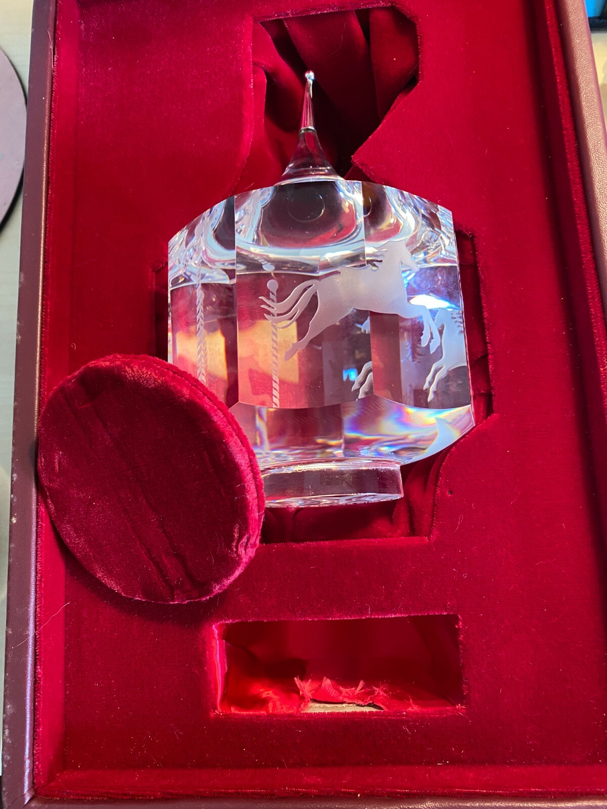 STEUBEN CRYSTAL REVOLVING CAROUSEL, SIGNED, WITH BOX | eBay