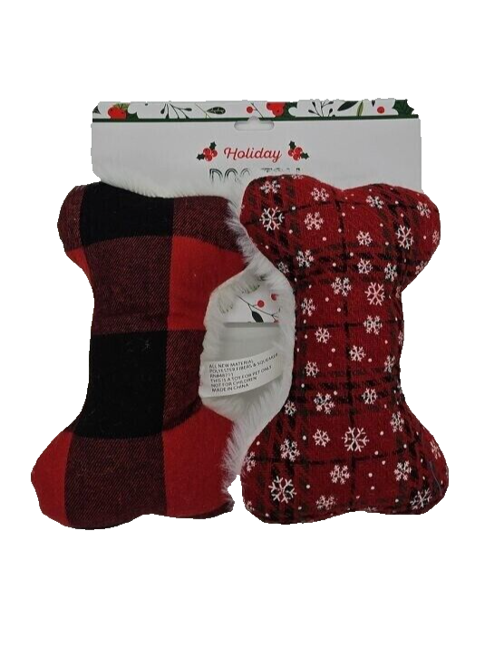Meijer Holiday 2-Pack Plaid Felt Bones Red - Dog Toys | eBay