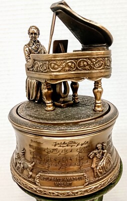 BRONZE & RESIN MUSIC BOX STATUE (MOZART) - ORNATE DETAIL, BRAND NEW ...