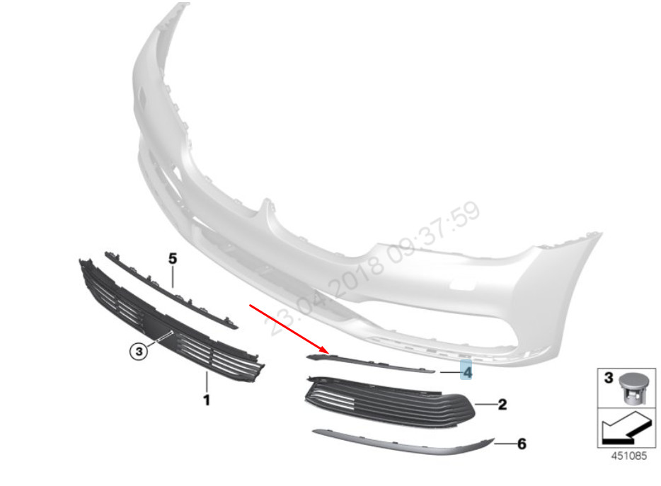 NEW BMW 7 G11 FRONT BUMPER RIGHT PROTECTIVE STRIP 51117369894 2016 OEM ...