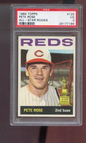 1964 Topps #125 Pete Rose All-Star Rookie PSA 3 Graded Baseball Card ...