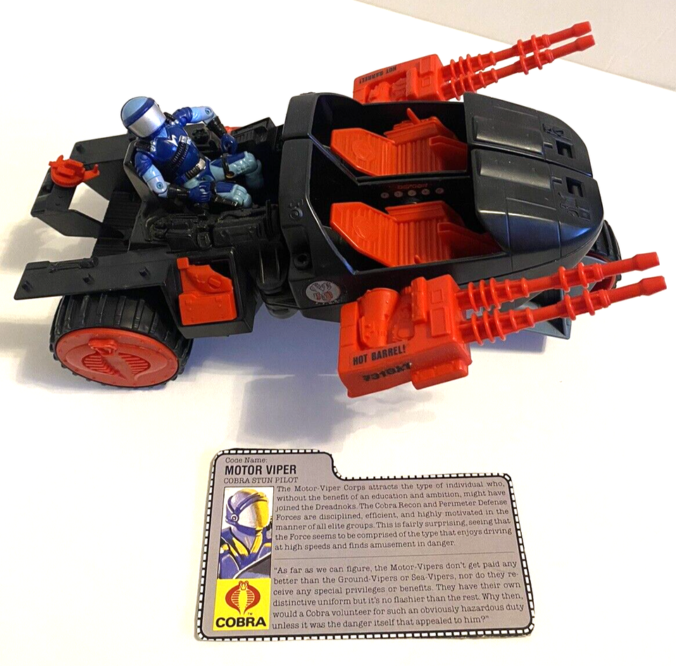VINTAGE 1980'S G.I. JOE COBRA STUN VEHICLE DRIVER MOTOR VIPER AND FILE ...