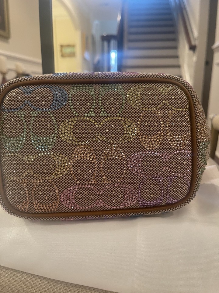 Coach Rainbow Crystal Kiss lock 16 Frame Bag In Signature Jacquard NWT ...