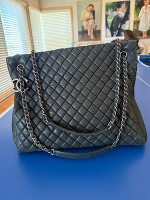 CHANEL Classic CC Leather Shopping Handbag Dark Grey | eBay