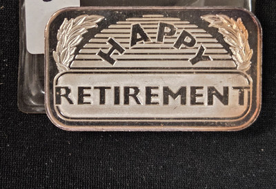 1990 Happy Retirement .999 1 oz Silver Art Bar | eBay