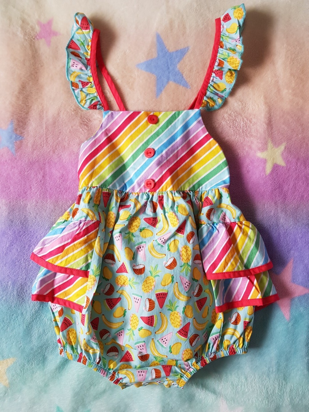 RICRAK AND RUFFLES Sz 3T Rainbow Tutti Fruiti Romper Playsuit | eBay ...