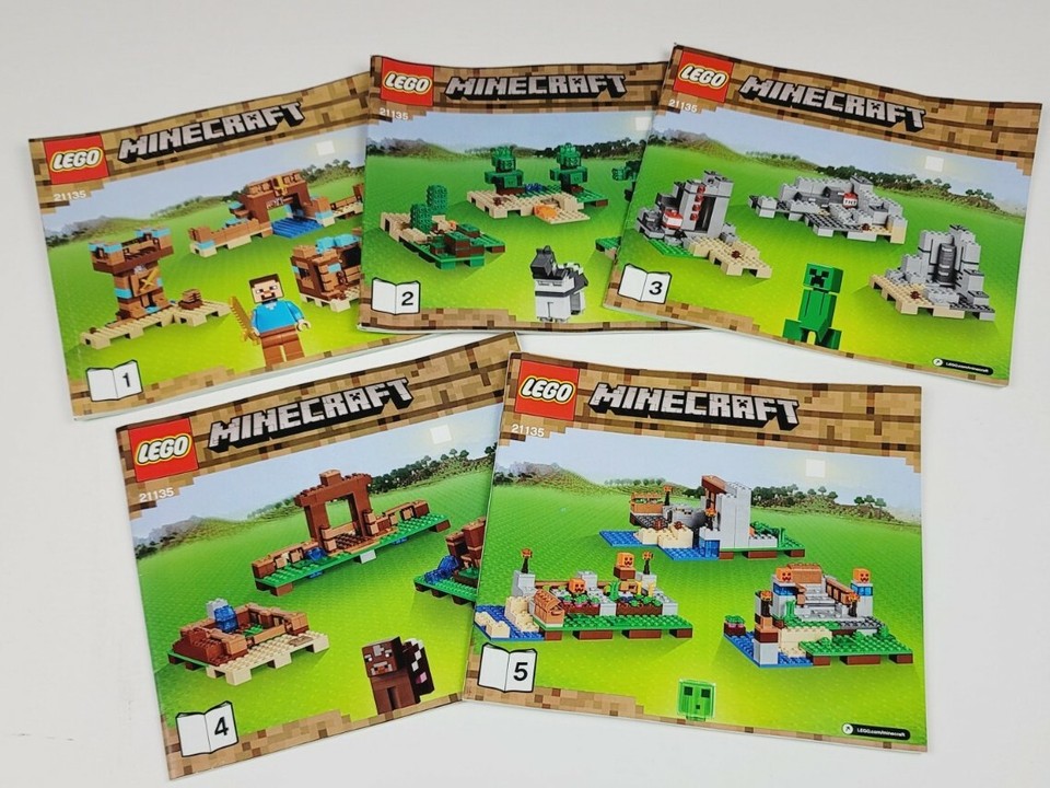 Lego Minecraft (21135) 5 diiferent books COMPLETE INSTRUCTION MANUAL ...