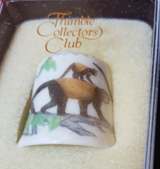 3 Thimble Collectors Club Thimbles with Box , Monkey, Flower, Rose ...