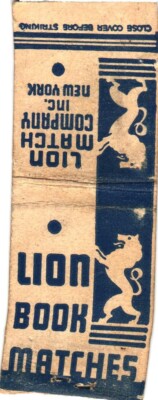 Lion Book Matches Lion Match Company Inc., New York Vintage Matchbook ...