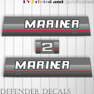 Mariner TWO 2 hp outboard engine decal sticker set kit reproduction 2HP ...