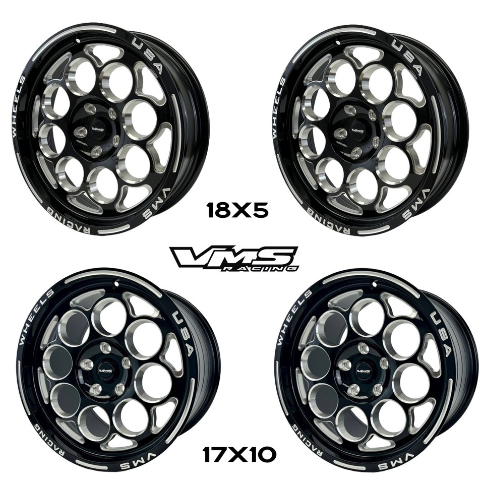 VMS RACING MODULO DRAG RACE RIMS WHEELS R 17X10 F 18X5 FOR 11-24 GM ...