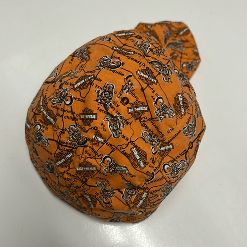 Harley Davidson Motorcycle Biker Head Skull Wrap Doo Rag Orange Pattern ...