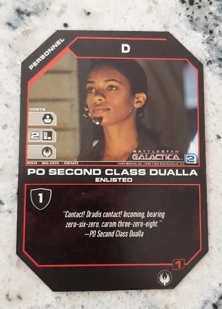 BATTLESTAR GALACTICA CCG RARE DEMO Card BSG-BG.005-DEMO PO Second Class ...