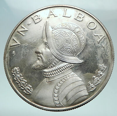 1971 PANAMA Large Silver CONQUISTADOR Antique Genuine Silver BALBOA ...