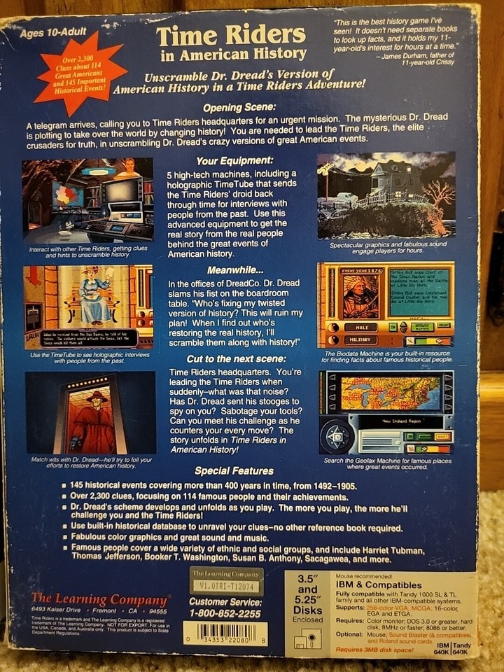 Time Riders in American History IBM PC Computer Game - Caesars Palace ...