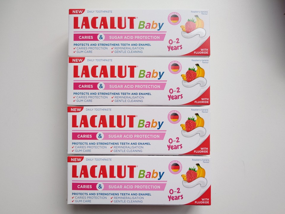 4 LACALUT Baby Toothpaste 0-2 Years Caries & Sugar Acid Protection 55ml ...