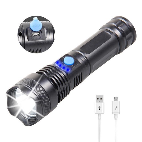 &Super Bright USB Rechargeable LED Torch Flashlight High Power ...