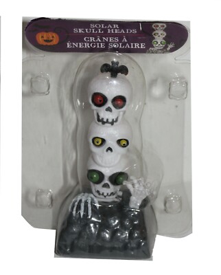 1 Solar Powered Moving Dancing Halloween Skeleton Totem Pole SKULLS ...