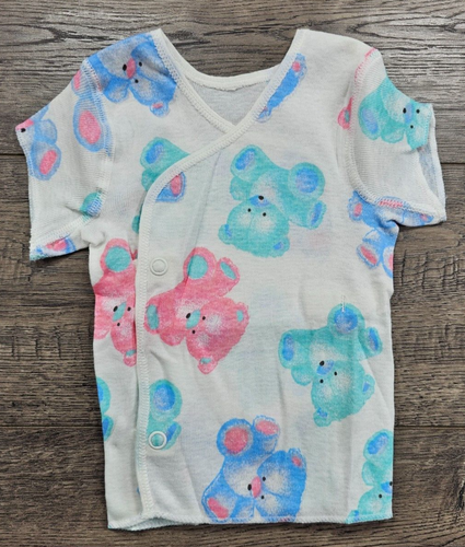 NWOT Baby Girl Clothes Carter's Vintage 3 Month Blue Pink Bear Side ...
