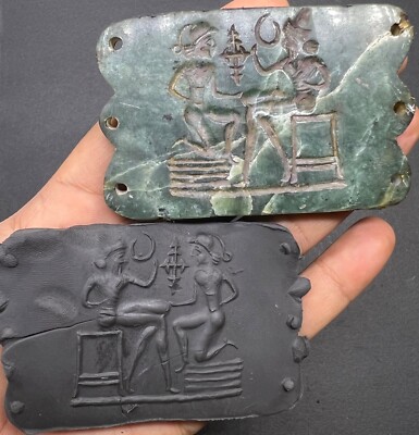 Natural Nephrite Jade Stone Unique Roman King & Queen Scene Intaglio ...