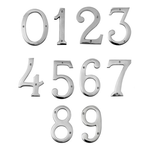Deluxe 6" Large Size Door Numbers in Bright Chrome Numbers 0 - 9 | eBay