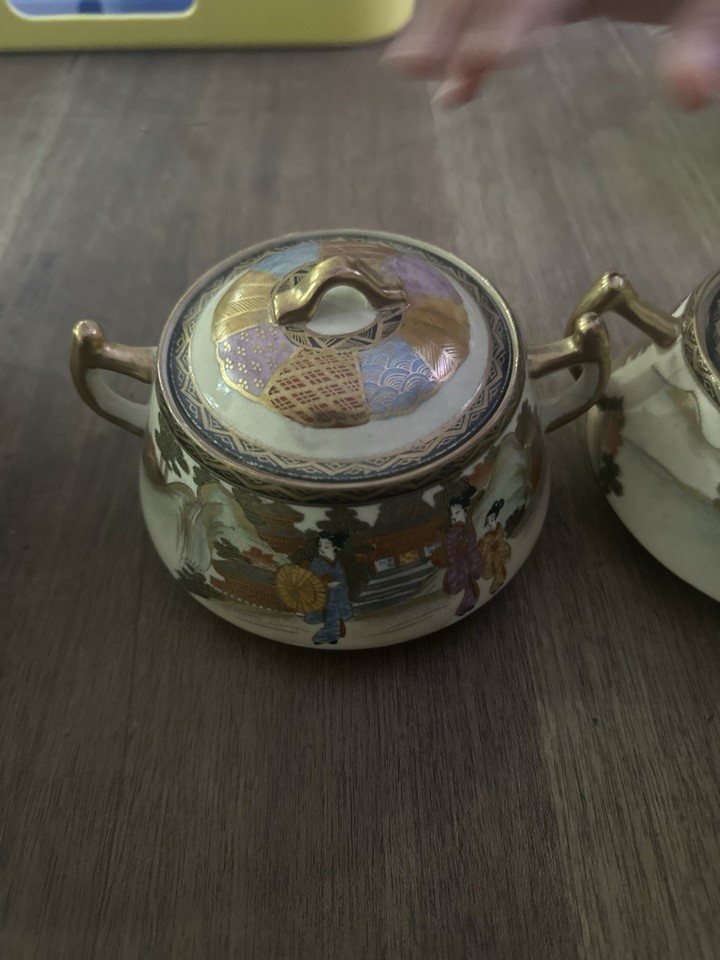 Koshida Satsuma Millefleur Vintage Japanese Tea Bag/Sugar Bowl. 2 Pice ...