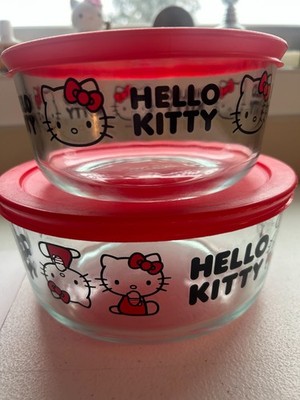 TWO (2) Pyrex Hello Kitty Glass Storage Bowls with Lids | eBay