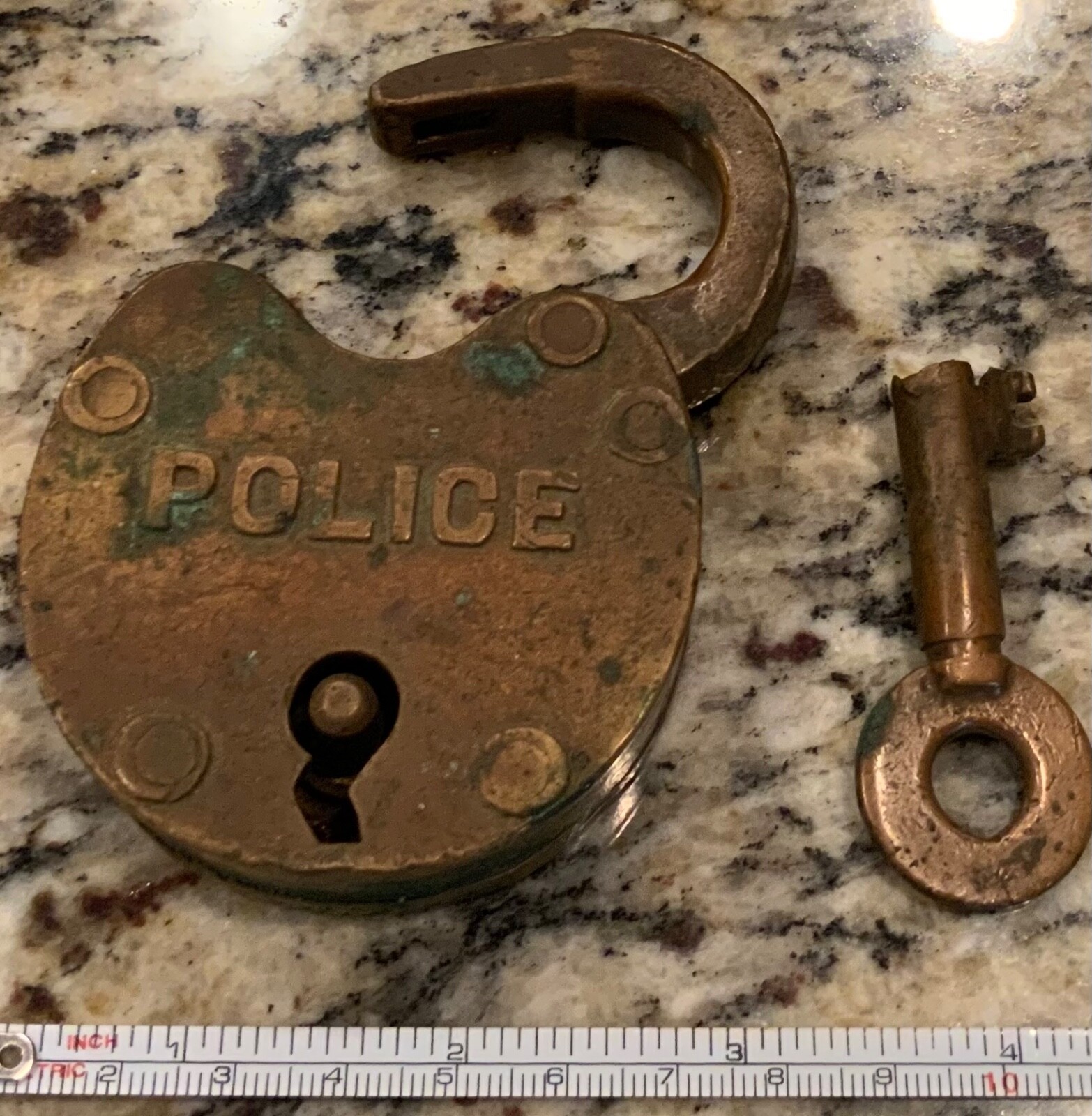 Vintage Police Brass PadLock w/ Key Law Enforcement Rare Antique Lock ...