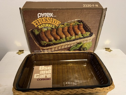 VTG Pyrex Fireside Naturals Set 2320-F-N 2 Qt Dish & Basket EUC IN ...