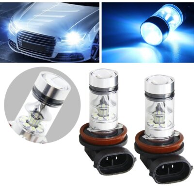 2x 8000K Ice Blue H8 H11 H9 100W LED Fog Light Headlight Bulb For Chevy ...