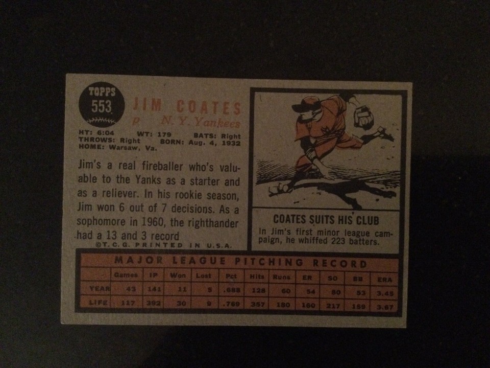 1962 Topps Baseball # 553-Jim Coates | eBay