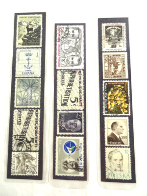 3 Assorted Laminated Vintage POSTAGE STAMP BOOKMARKS Black/White/Grey ...