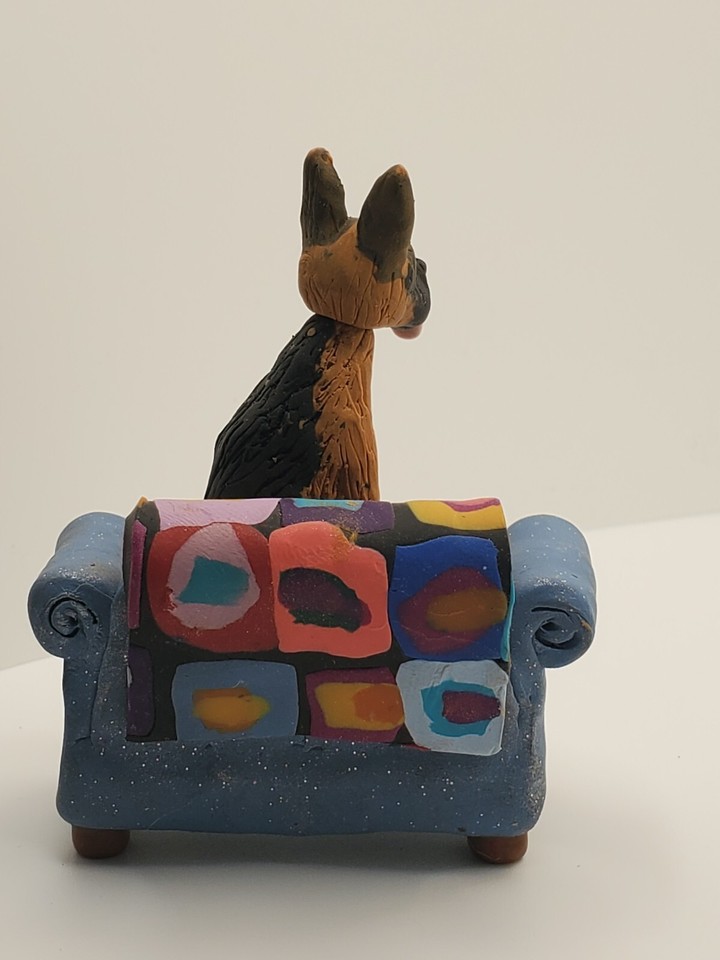 German Shepherd Miniature Sculpture Handmade Polymer Clay OOAK Original ...