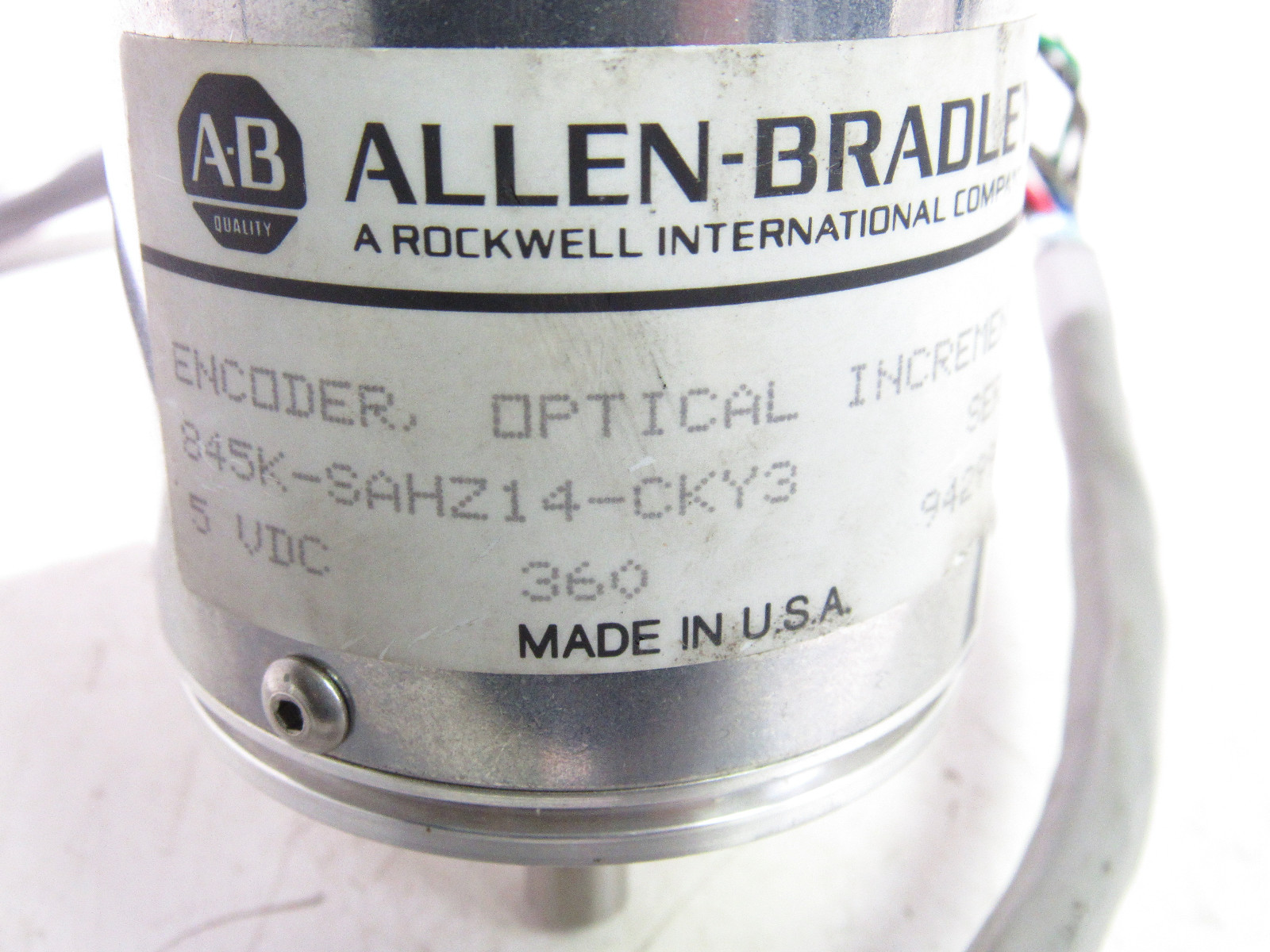 ALLEN BRADLEY 845K-SAHZ14-CKY3 OPTICAL INCREMENTAL ENCODER 5VDC SER B ...