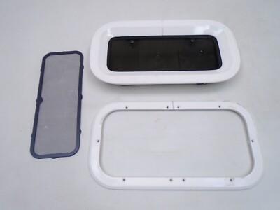 BOMAR PORTLIGHT WINDOW 12 3/4" X 6" WHITE ALUMINUM TINTED W/ FRAME ...