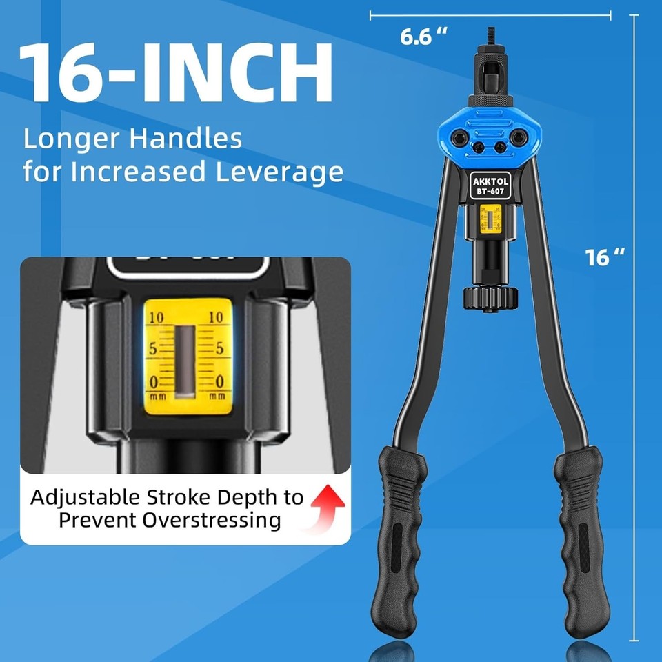 Rugged 16" Rivnut Tool Set with 15 Mandrels: Perfect for Automotive ...