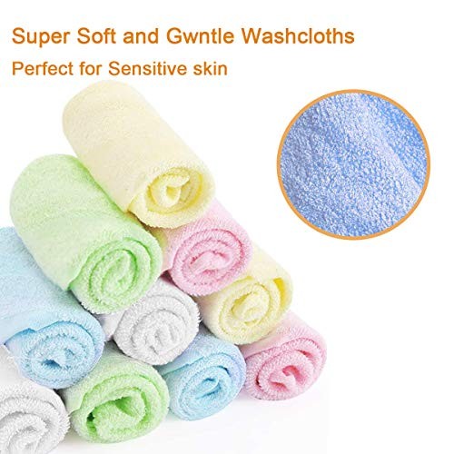 Multicolor Small Bamboo Washcloths Set 10 Pack for Newborn Baby Bath ...